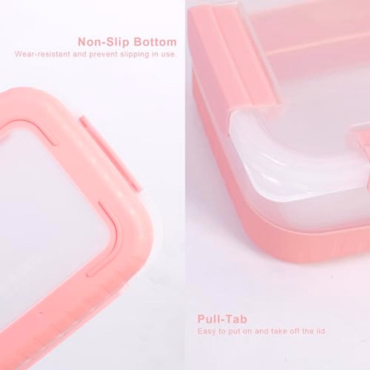 Plastic Food Storage Containers with Leakproof Locking Lids, Stackable Airtight Storage Containers for Pantry & Kitchen Organization, BPA-Free & Freezer Safe, Non-slip Base, Set of 4 Pieces, Pink