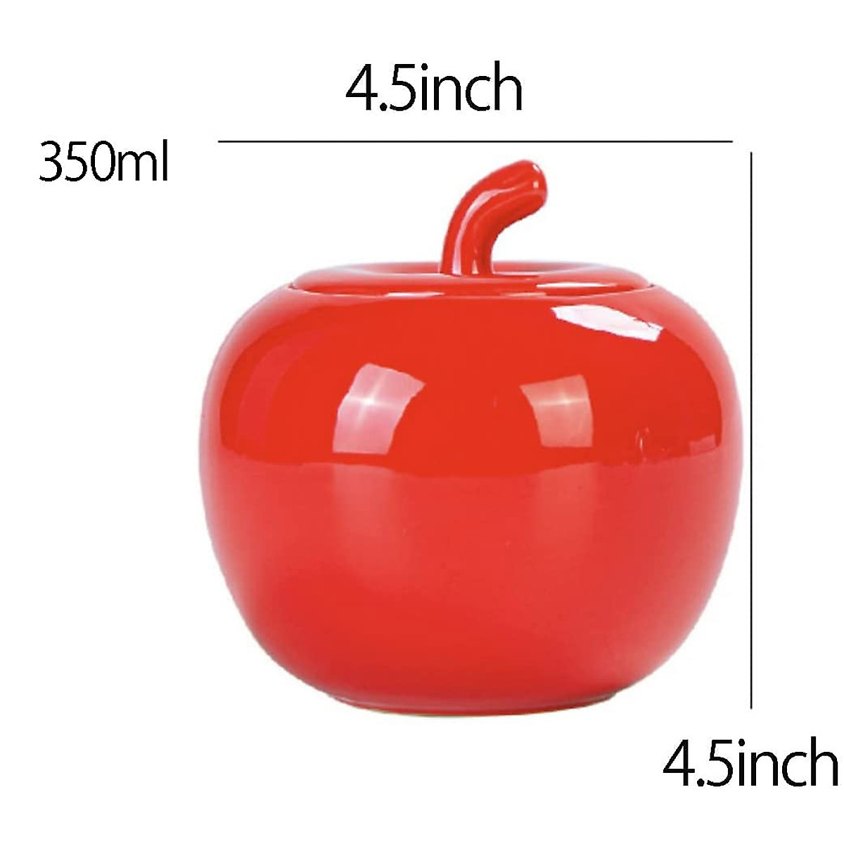 Ceramic Red Apple Shape Sealed Candy Dish Food Storage Jar For Christmas,350ml