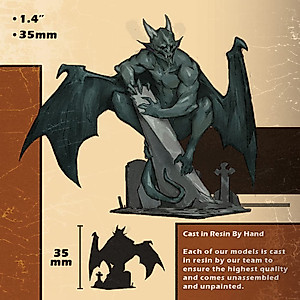 DUNGEON CRAFT Unpainted Miniatures, Compatible with DND, RPG, Tabletop Games, Roleplaying Figures for Your Next Dungeons & Dragons Quest, Mini Gaming Action Figures (The Shadewood Gargoyle)