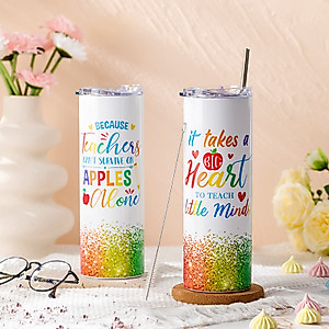 Patelai 2 Pieces Teacher Nurse Appreciation Gifts 20 oz Stainless Steel Water Tumbler with Lid Straw Brushes Thank You Graduation Birthday Gift for Teacher and Nurse(Dreamy)