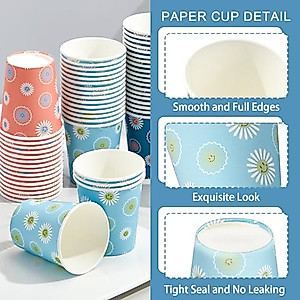 SIUQ [600 Pack 3 oz Paper Cups,Disposable Bathroom Cups,Mini Mouthwash Cups,Small Cups for Holiday Christmas Party,Hot/Cold Beverage Drinking Cup for Gargle Espresso Juice Medicine (Daisy)