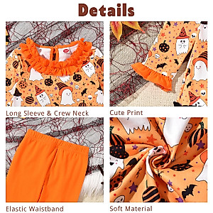 Toddler Girls Halloween Clothes 2T Ghost Ruffle Tunic Legging Outfit Halloween 2 Years Old 24 Months Clothing Orange