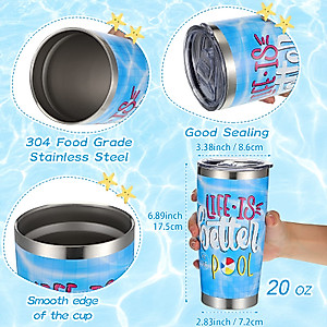 4 Pieces Summer Hawaii Beach Tumbler Cups 20oz Insulated Stainless Steel Travel Mug Tumblers with Lid Tropical Flamingo Vacuum Wine Cup Vacation Gifts Sea Beach Pool Party