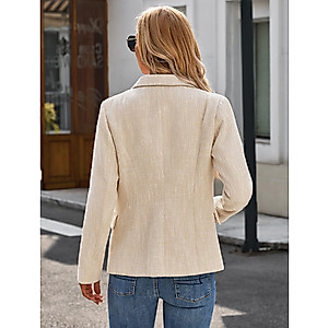 luvamia Tweed Blazers for Women Business Casual Dressy Blazer Jacket Blazers for Women Business Casual Women Blazers for Work Professional Work Clothes for Women Beige Size Small Fits Size 4 / Size 6
