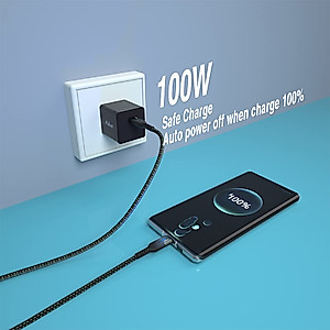 Ailun USB C Cable with LED Light Indicator USB C to C 100W PD Fast Charge Illuminated Nylon Braided 2Pack [6ft] for iPhone 15/15 Pro/15 Plus/15 Pro Max,Galaxy S24/S24 Plus/S24 Ultra/S23/S22/S21/S20