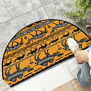 Ethnic Animals Camels Half Round Doormat Water Absorption Half Circle Rug Non-Slip Semi Circle Area Rugs Durable Washable Indoor Entrance Doormat for Bathroom Bedroom Kitchen Home Decor 36x24in