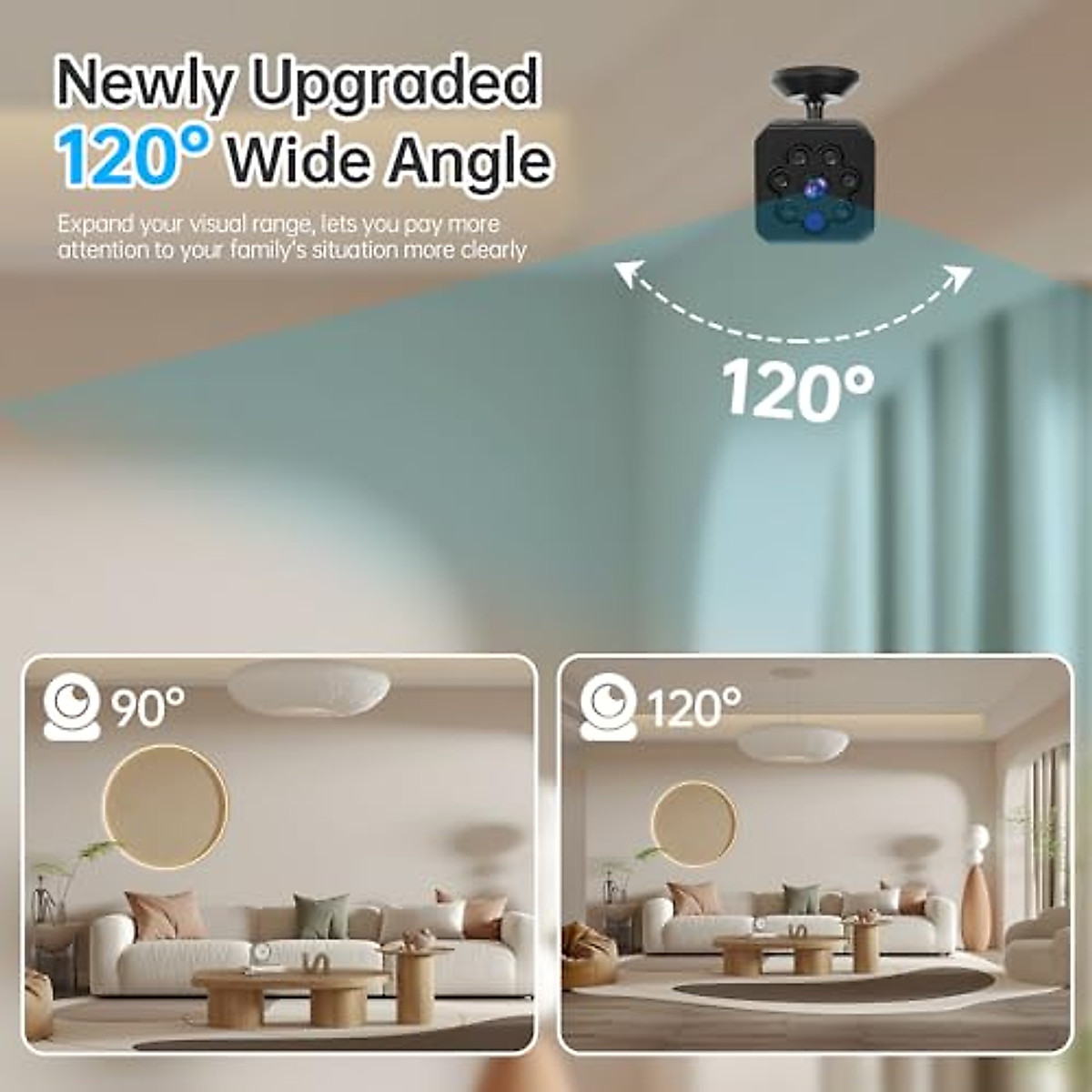 lopofly Wireless WiFi Home Security Camera, 120° Wide Angle Indoor Outdoor Surveillance