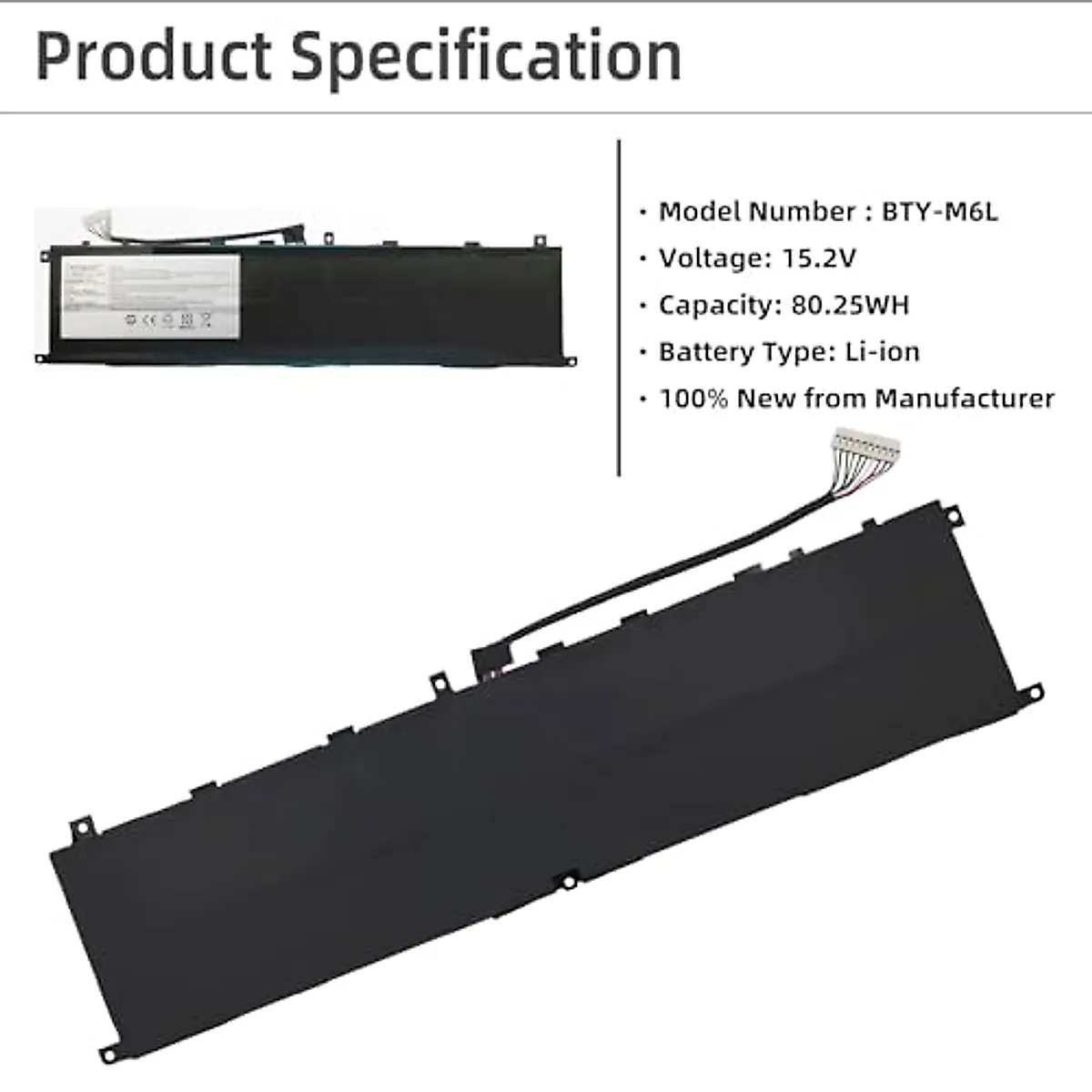 YXKC BTY-M6L Laptop Battery for MSI GS65 GS75 Stealth Thin 8SE 8SF 8SG 8RF 8RE 9RE 9SD 9SE 9SF 9SG, Modern 8RC P658SC WS65 9TM WS75 10TM, Creator 8RD 8RE P75 PS63 GS60 Series MS-16Q2 MS-16Q3 15.2V
