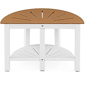 Giantex Shower Stool Waterproof HDPE - Bath Spa Seat for Shaving Legs, Storage Shelf, Non-Slip Feet, Semicircular Slat Seat, Shower Bench Step Footrest for Bathroom, Easy to Assemble