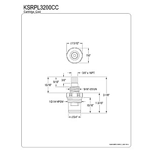 Kingston Brass KSRPL3200CC Cold Ceramic Disc Cartridge For CC Basin Faucet, 2-1/8