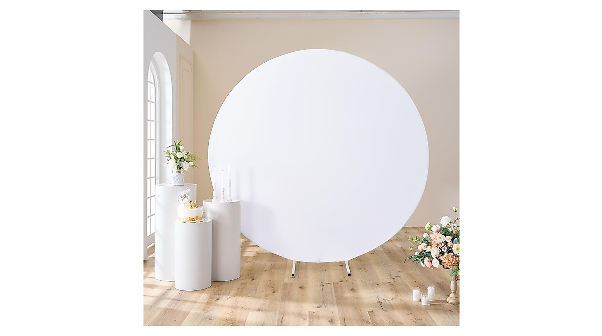 7.2ft Pure White Round Backdrop Cover for Stunning Events