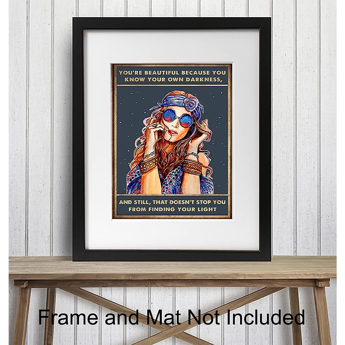 Motivational Wall Decor for Women - Positive Quotes Boho-chic Wall Art - Hippie Poster - Encouragement Gifts for Women BFF Teen Girls - Women's empowerment Wall Art - Inspirational Art - UNFRAMED 8X10