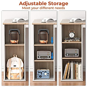 Coavas Computer Desk with Storage, Home Office Desk with Adjustable Shelves, Simple Style Writing Study Desk with Metal Frame, Modern Design PC Laptop Desk, 47 inch, Oak