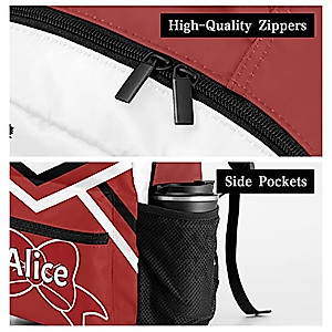 zaaprintblanket Personalized Red Cheerleaders Backpack with Name Shoulder Travel for Men Women Sport