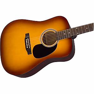 Fender Squier Dreadnought Acoustic Guitar - Sunburst Bundle with Gig Bag, Tuner, Strap, Strings, Winder, Picks, Lessons, and Austin Bazaar Instructional DVD