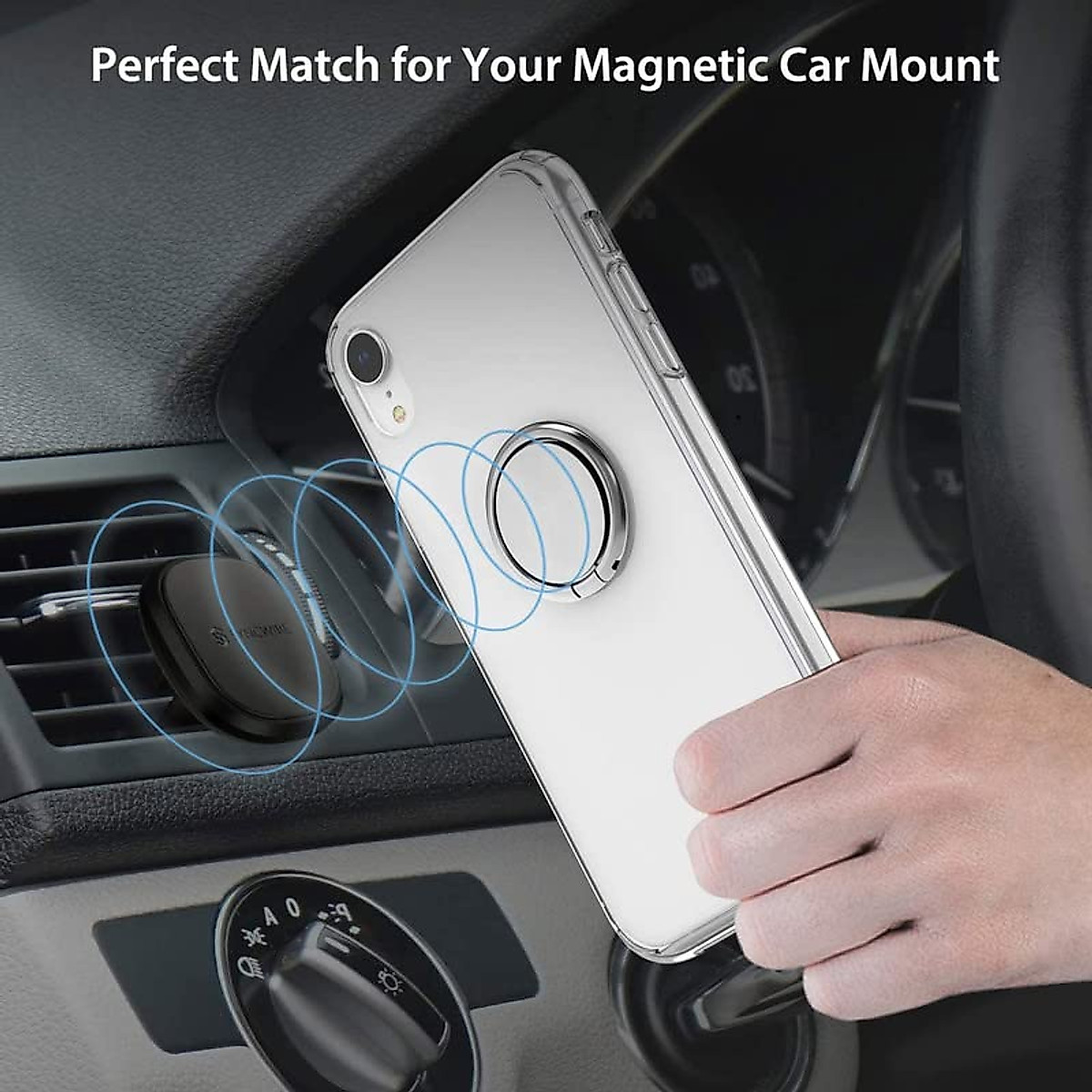 HGJTF Phone Case for Motorola ThinkPhone Case (6.6 Inch), with 360 Degree Rotation Finger Ring Kickstand, Clear Silicone Shockproof X Anti-Scratch Shell TPU Bumper Soft Cover for Motorola ThinkPhone
