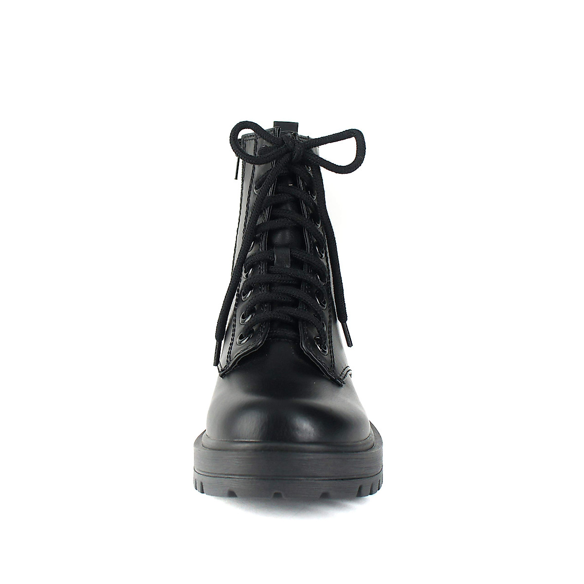 Soda FIRM - Lug Sole Combat Ankle Bootie Lace up w/Side Zipper (Black, numeric_7_point_5