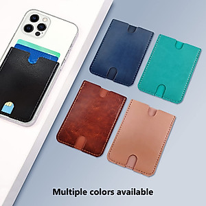 Wansurs 3 Pack Phone Card Holder for Back of Phone, Leather Phone Wallet Stick On, Credit Card Holder for Phone Case Compatible with iPhone, Samsung, Android and All Cell Phone (Black)