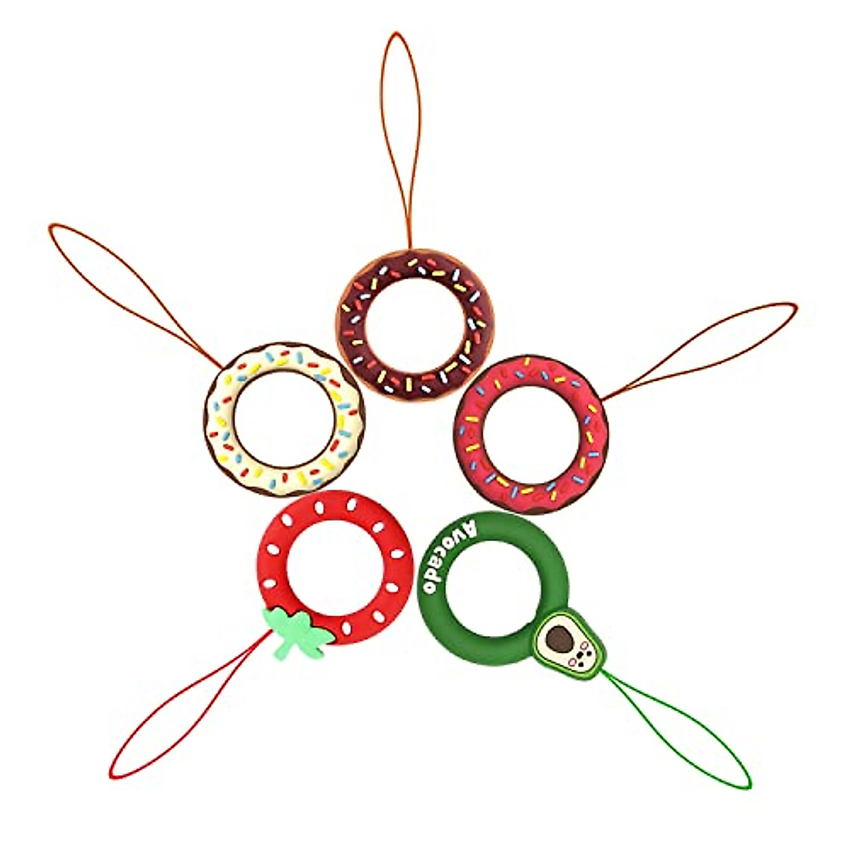 Innoc Lanyard Finger Strap Ring Strap 5 Pcs Phone Lanyard Grip Holder Cute Donuts Silicone Small Short Lanyard for Phone/USB/MP3/Key/Car Keychain