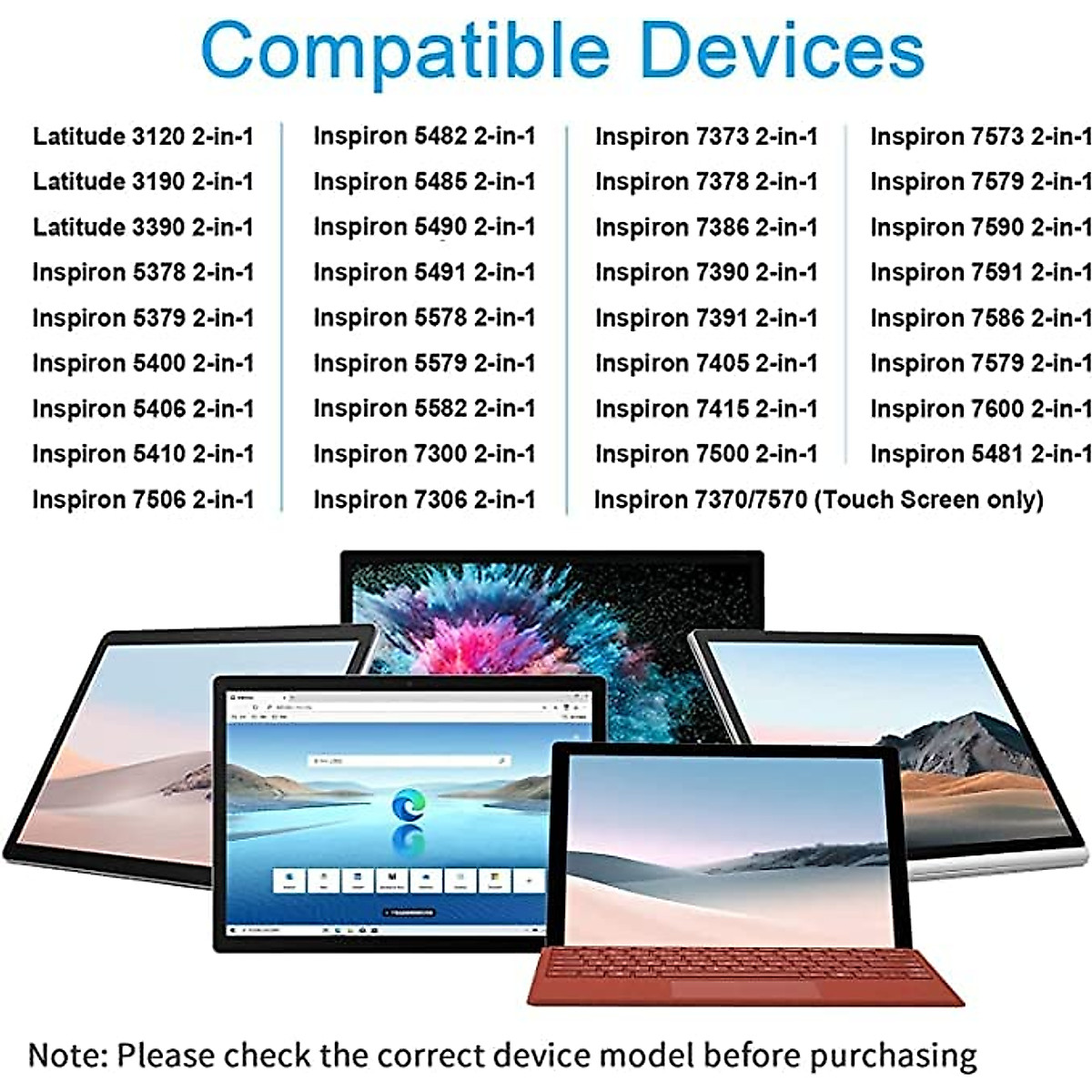 Stylus Pen for Dell - Compatible with Select 2-in-1 Models: Inspiron 5379, 5482, 7306, 7500, 7506, 7573, 7586, Latitude 3190, 3390, 7586, PN350M, PN338M, PN771M (Support Specific Model Only)