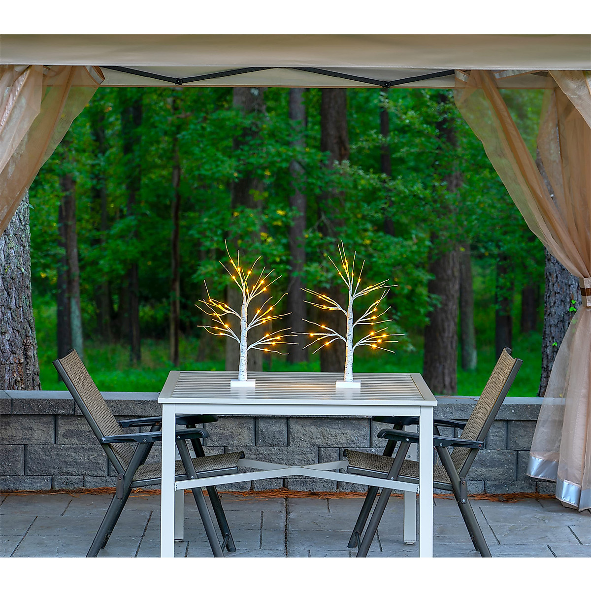 Easter Tree Lighted Birch Tree with Led Lights | USB/Battery Operated | Easter Egg Tree Tabletop Decorations, 2FT 24 LEDs Warm White Lighted Trees for Decoration Inside 2Pk