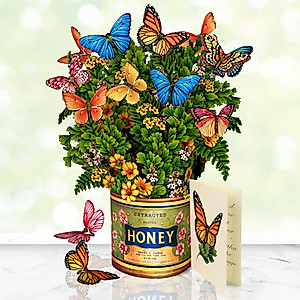 Freshcut Paper Pop Up Cards, Paper Flower Bouquet 3D Popup Greeting Cards with Note Card & Envelope, Birthday Card, Anniversary Card, Get Well Gifts for Women, 12" Butterflies & Buttercups