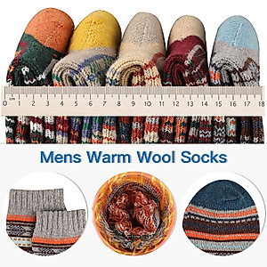 Heatuff Men's Winter Wool Socks Thermal Warm Soft Crew Socks (5 Pairs)