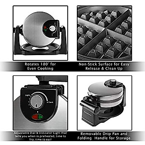 Classic Cuisine 180-Degree Rotating Waffle Iron