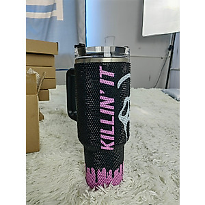 Halloween Ghost Killin'it Face Travel Scream Tumbler with Straw - Scream Cup, 40 oz Ghost Tumbler with Handle and Straw Lid, Halloween Ghost Face Cup