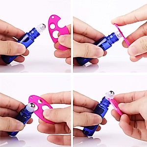 inice 24 Pack,10ml Roller Bottles for Essential Oils Cobalt Blue Glass Stainless Steel Roll On Ball Bottles for Travel