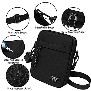 Vaupan Small Crossbody Bag Shoulder Bag For Men, Women Mini Messenger Bag Water Resistant Satchel Bag for Work Travel Business (Black)