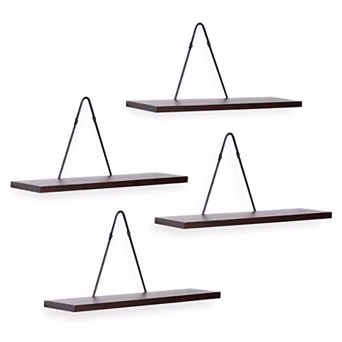 Rustic State Moma Wall Mounted Decorative Shelves Floating for Bathroom Bedroom Kitchen Living Room and Office with Triangle Bracket Set of 4 Walnut