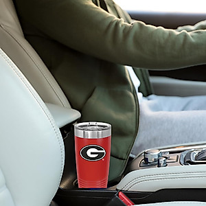 University of Georgia Bulldogs 20oz Stainless Steel Double Walled Red Beverage Bottle with Acrylic Lid - College Gear for Playoff Season – For Office, Home or Auto – Show your Bulldog Pride