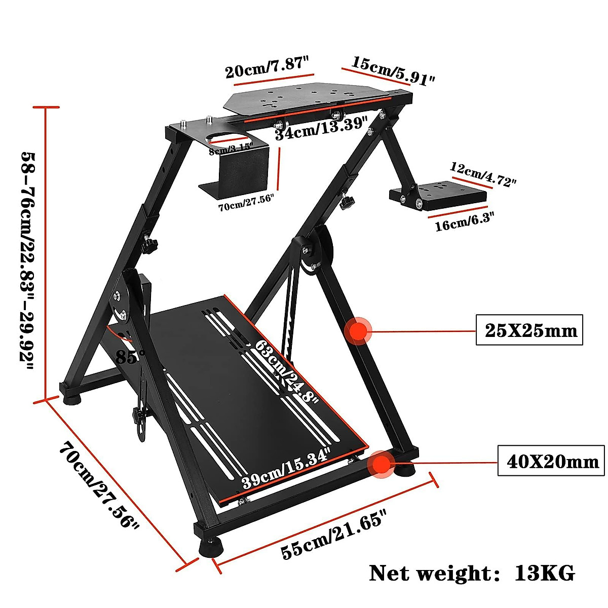 Supllueer Foldable Steering Wheel Stand Fit for Logitech Thrustmaster Fanatec G923 G25 G27 G29 G920 T248 T300RS T300 T500 X Shape Sim Racing Stand Racing Simulator, No Shifter Handbrake Wheel Pedal