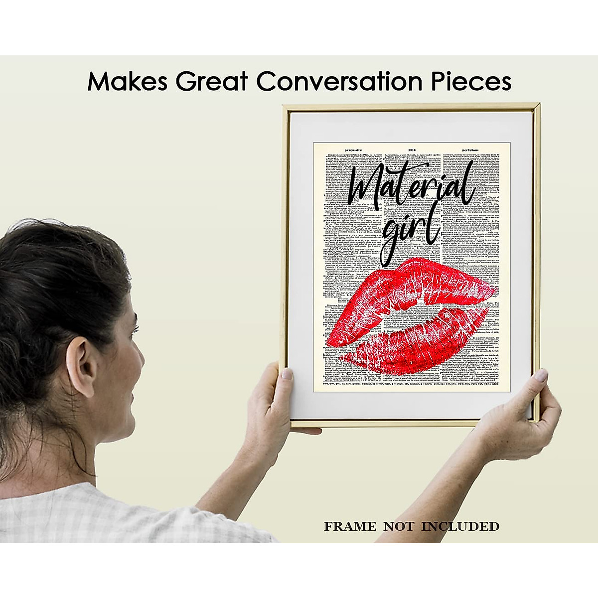 Positive Affirmations Wall Decor for Kids: "Material Girl" Madonna Dictionary Wall Art Print 8x10 Inspirational, Motivational Poster & Motivational Wall Art Office Decor for Men & Women