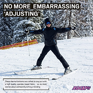 Rocky Men's Thermal Bottoms (Long John Base Layer Underwear Pants) Insulated for Outdoor Ski Warmth/Extreme Cold Pajamas (Black - Medium)