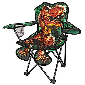 Toy To Enjoy Outdoor Dinosaur Chair for Kids – Foldable Children’s Chair for Camping, Tailgates, Beach, – Carrying Bag Included Mesh Cup Holder & Sturdy Construction. Ages 5 to 10 (Patent Pending)