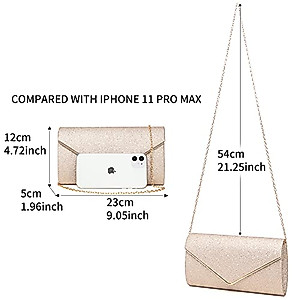 Labair Shining Envelope Clutch Purses for Women Evening Purses and Clutches For Wedding Party. (Champagne)