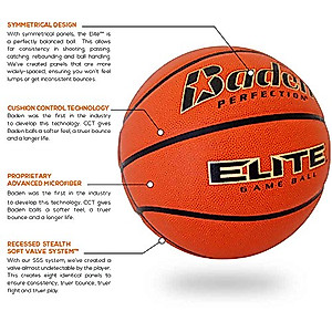 Baden Elite Indoor Game Composite Basketball, Official Size 6 & 7