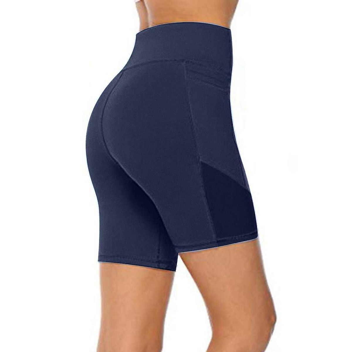 Bblulu Women's Biker Shorts with Pockets Tummy Control High Waisted Workout Yoga Shorts Slimming Booty Tight Leggings