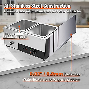 Commercial Food Warmer - 2 x 12QT Electric Steam Table - Stainless Steel Buffet Bain Marie
