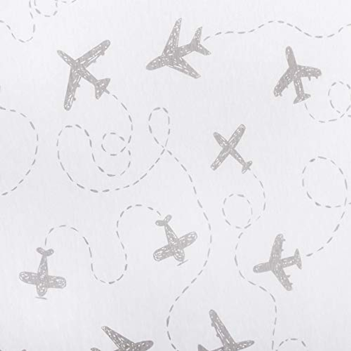 Andi Mae Crib Sheet - Grey Airplanes - 100% Jersey Cotton - Fits Standard Crib or Toddler Mattresses