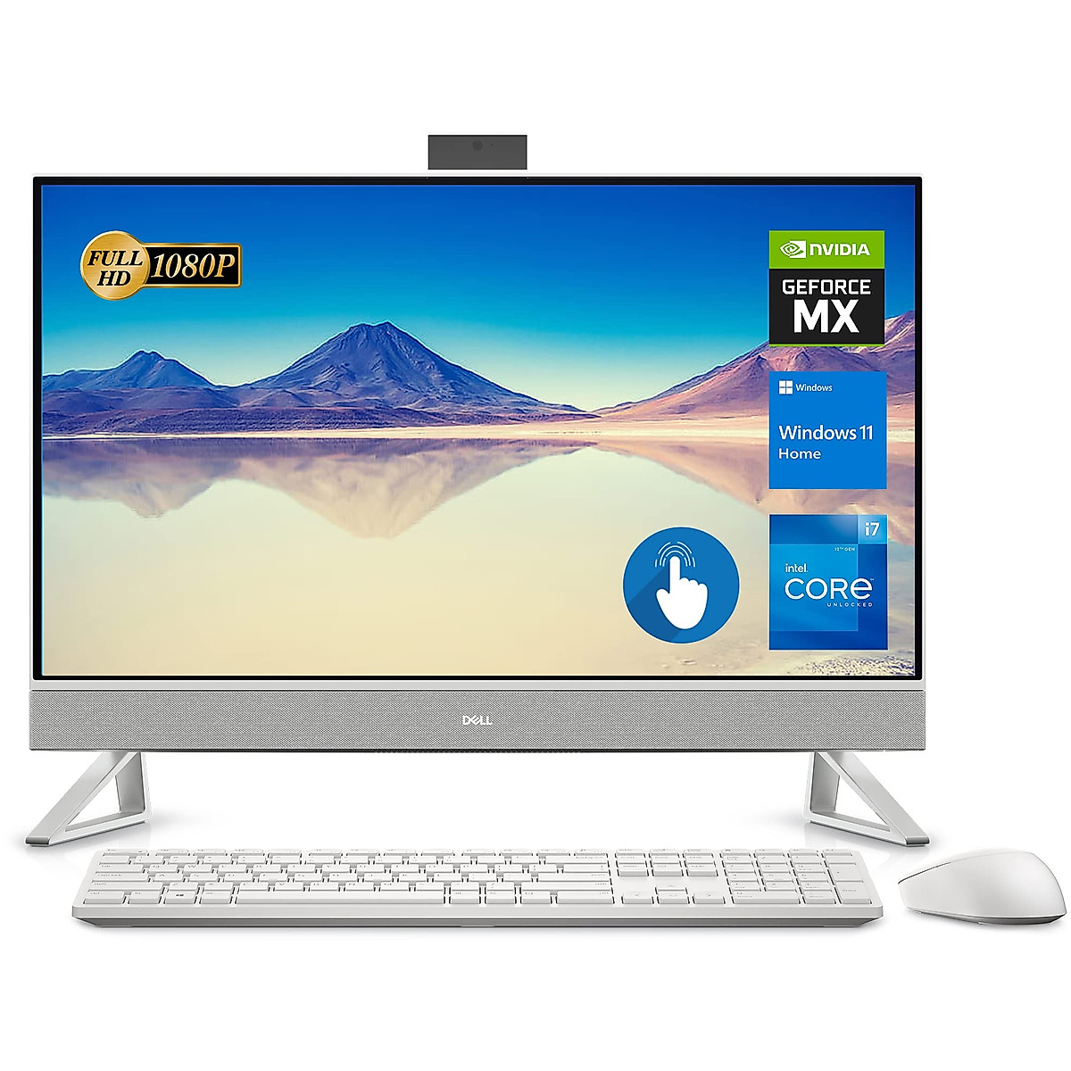 Dell Inspiron 7000 All-in-One Desktop, 27'' FHD Touchscreen, 12th Gen Intel Core i7-1255U, GeForce MX550, 16GB RAM, 1TB SSD, HDMI, RJ-45, Wireless Keyboard&Mouse, WiFi 6 Windows 11 Home, White (7700)