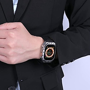 BEIZIYE Stainless Steel Case with Band Compatible Apple Watch Ultra 49mm, Designed for Men's Apple Watch Ultra 49mm Case (Silvery)