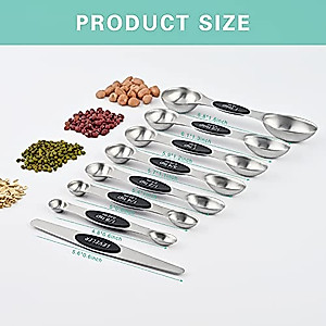 Elyum Measuring Spoons, 8 Sets Magnetic Measuring Spoons Dual Sided Stainless Steel Measuring Spoons Stackable Nesting Tablespoon Teaspoon, Fits in Spice Jars, for Dry or Liquid Ingredients (Black)