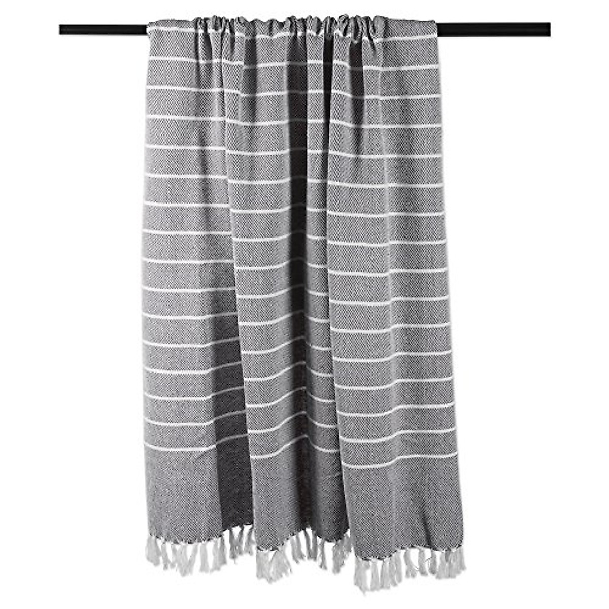 DII Rustic Farmhouse Thin Stripe Woven Throw, 50x60, Gray