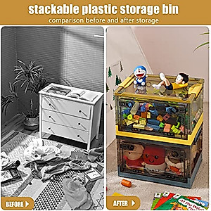 Loobuu Foldable Plastic Storage Boxes with Latching Lids & wheels, Clear Storage Bins for Home & Office Organization, Stackable Collapsible Organizer Container for Groceries, Toys, Books, Snacks Storage Case - 26L