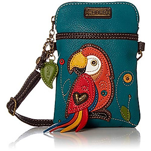 Chala Red Parrot Cellphone Crossbody Handbag - Convertible Strap Bird Lovers