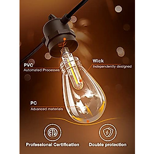 addlon 50FT LED Outdoor String Lights with Edison Shatterproof Bulbs, Weatherproof Strand, Commercial Grade Patio Lights, Decorative for Garden or Patio, Black
