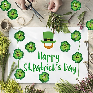 Whaline 1000Pcs St. Patrick's Day Stickers Green Shamrock Shape Stickers in Roll 1.5Inch Clover with Assorted Expressions Label Self-Adhesive Stickers for Irish Party Seals Cards Envelopes, 8 Design